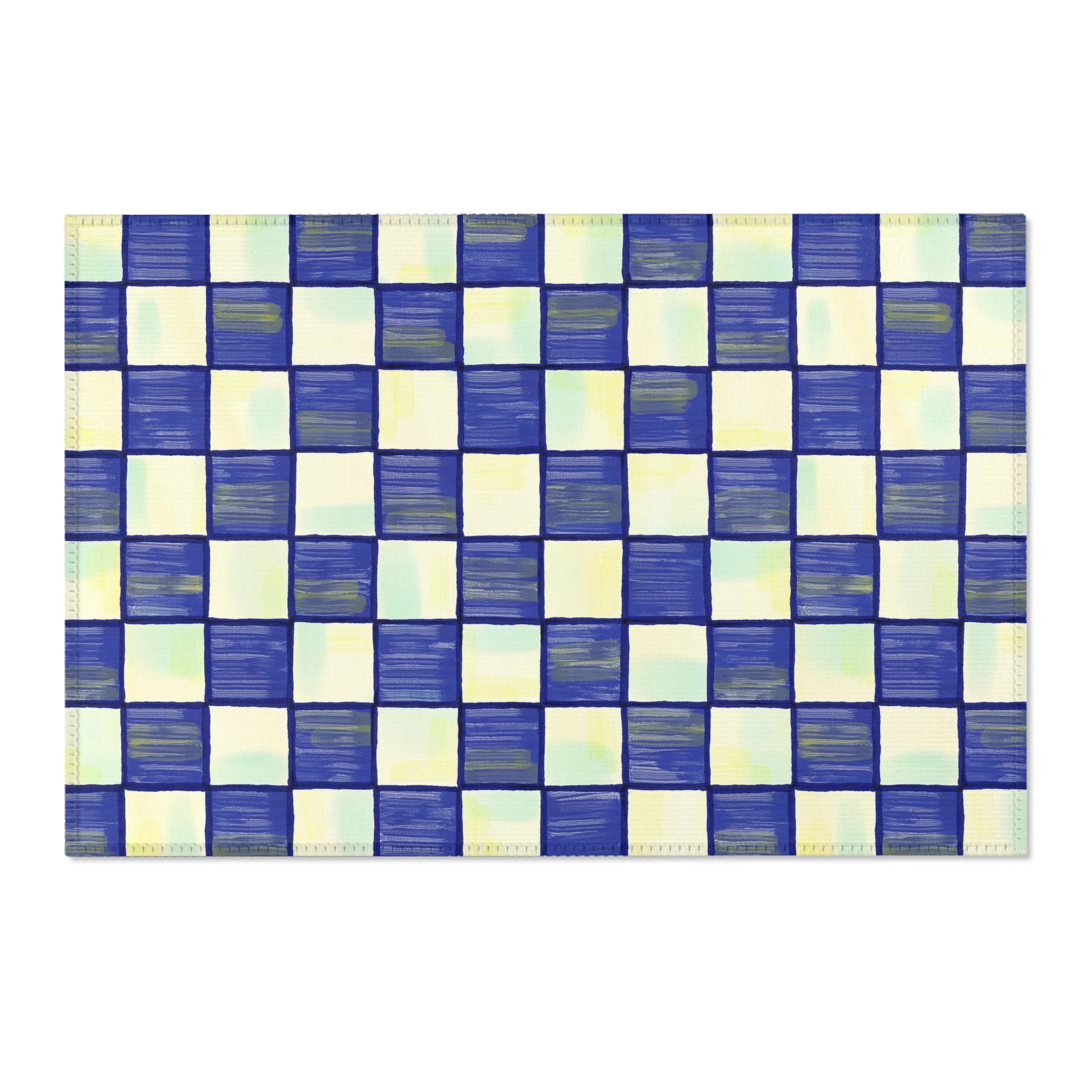 Retro Checkered Rugs Royal Blue Living Room Bedroom Rug. Retro 70's ...