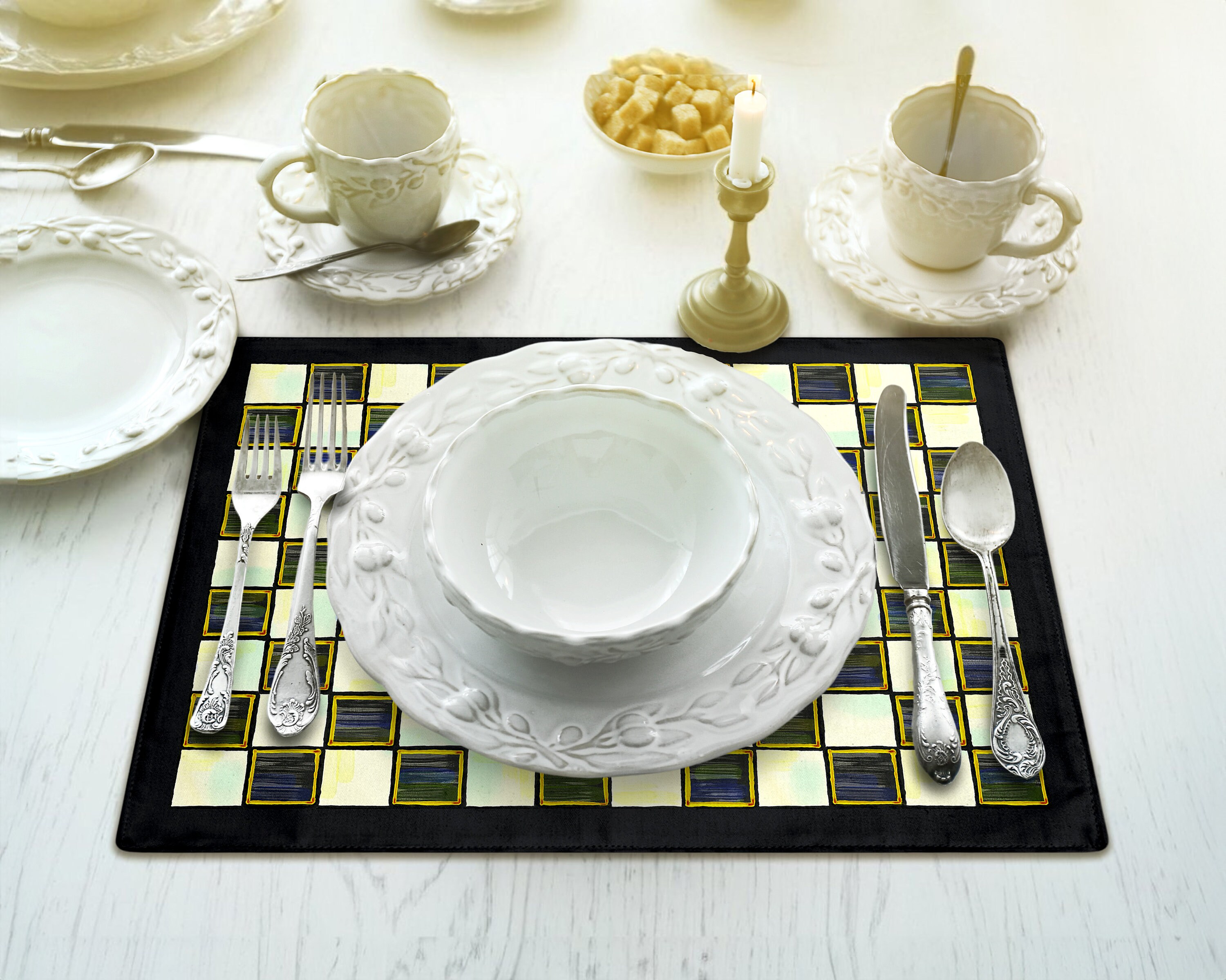 Black Checkerboard Placemat Checkered Farmhouse Decor Retro Classic ...