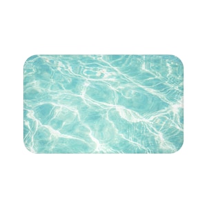 Coastal Bath Mat Water Texture Housewarming Gift for Surfers Aqua Ocean ...