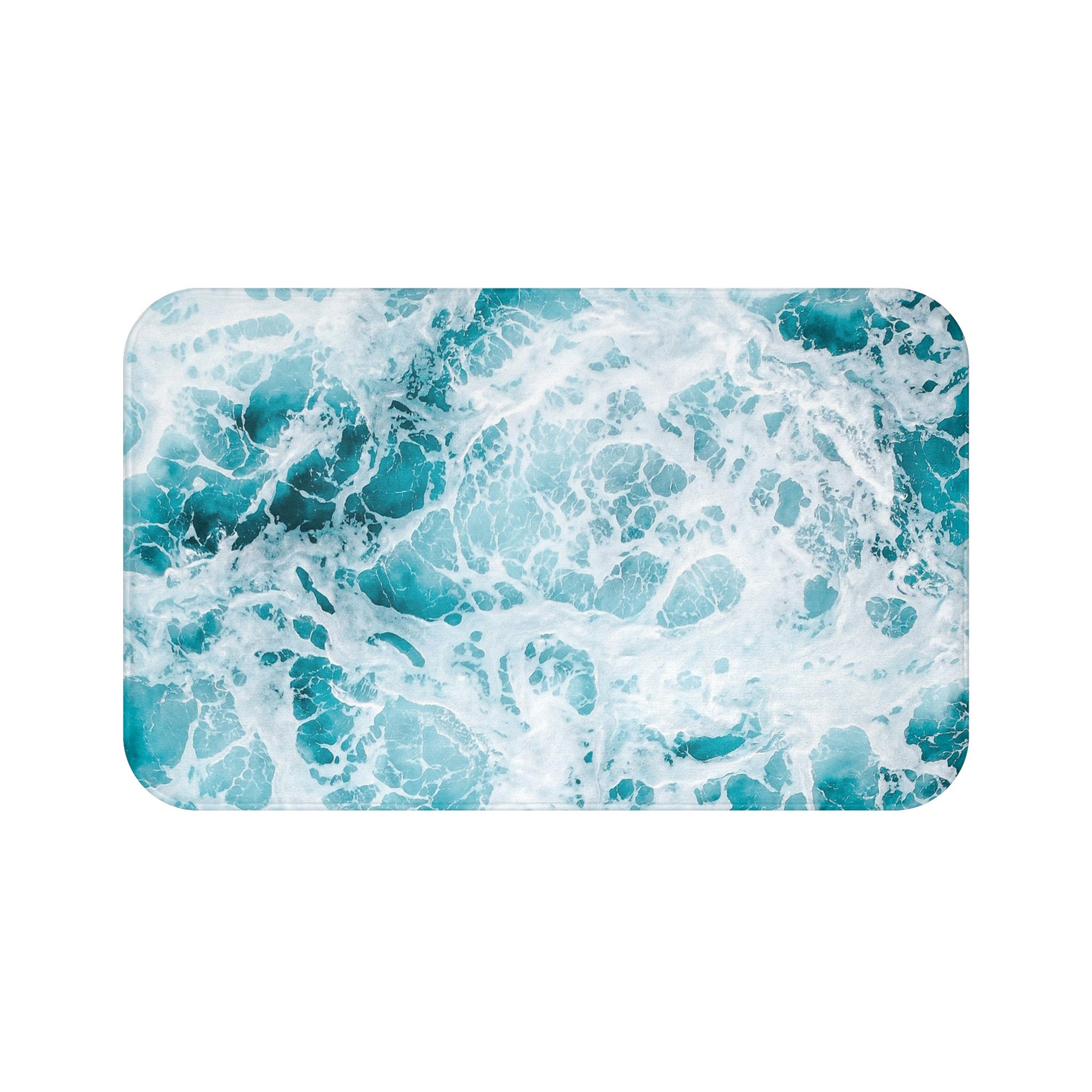 Coastal Bath Mat Water Texture Housewarming Gift for Surfers Aqua Ocean ...