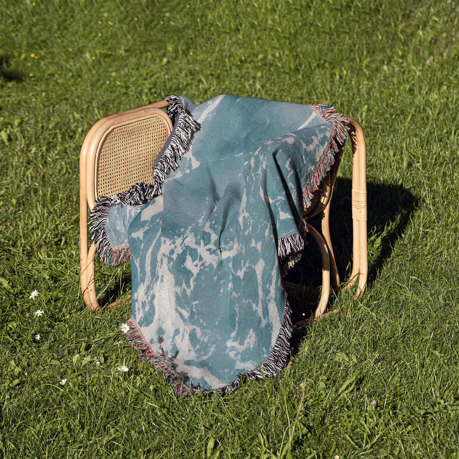 Coastal Woven Blanket Beach Water Texture 100% Cotton With Fringe ...