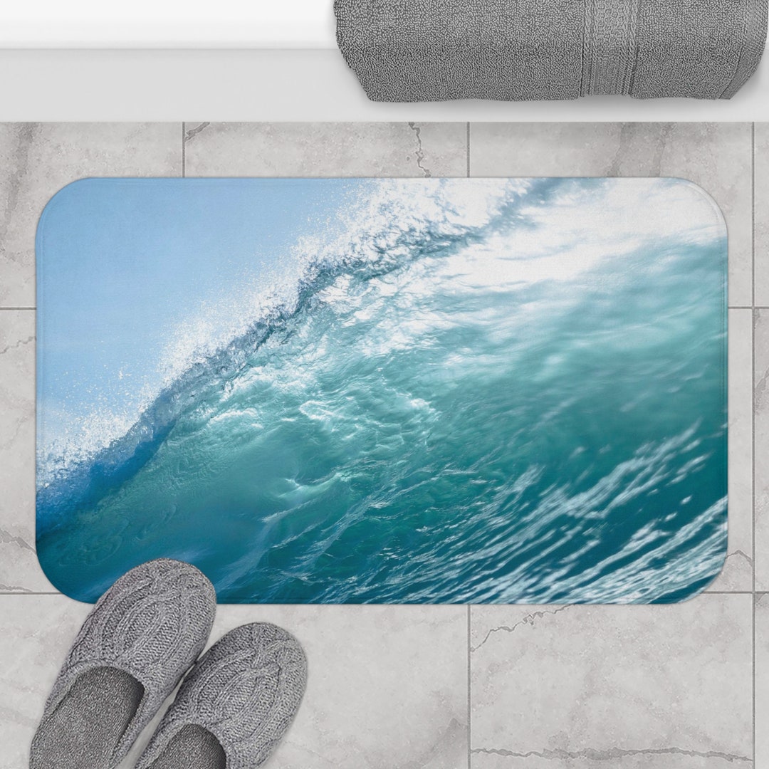 Nautical Bath Mat Water Texture Housewarming Gift for Surfers Aqua ...