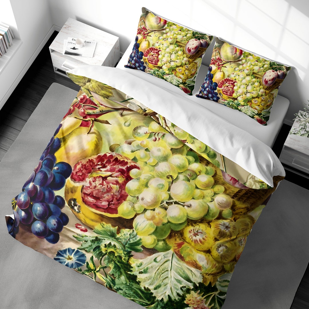 Cottagecore Painterly Fruit Duvet Cover Farmhouse Luxury Bedding Set ...