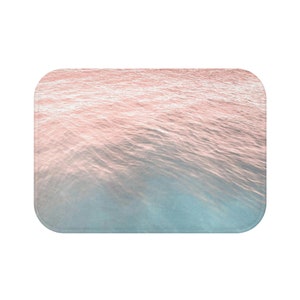 Beach Bath Mat Gradient Ocean Non-slip Memory Foam Calm Water Coastal ...