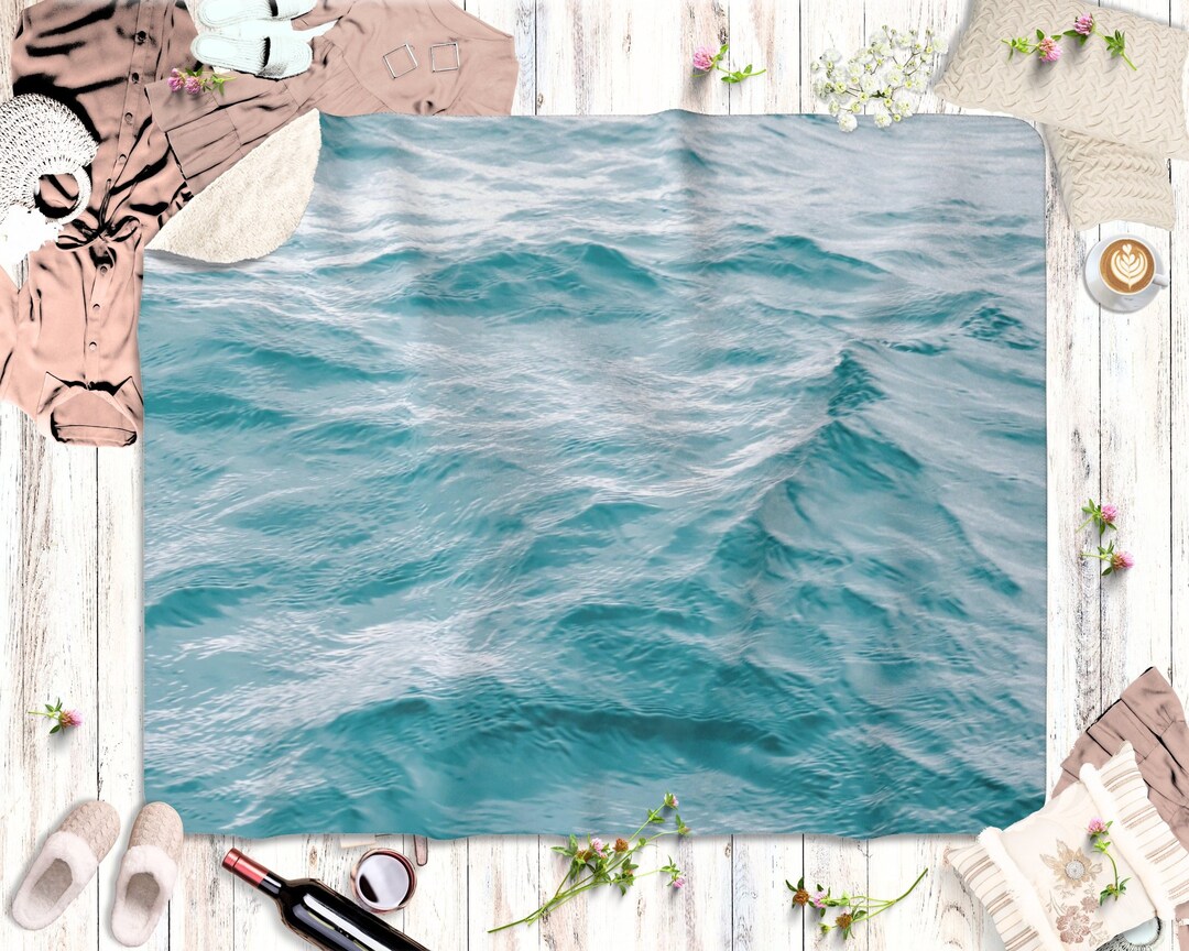 Coastal Blanket Ocean Water Texture Sherpa Fleece Blanket Beach Throw ...