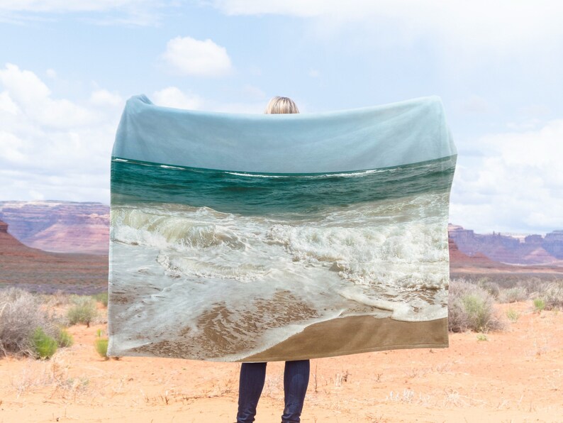 Coastal Beach Velveteen Blanket Beach House Decor Ocean Themed Throw ...