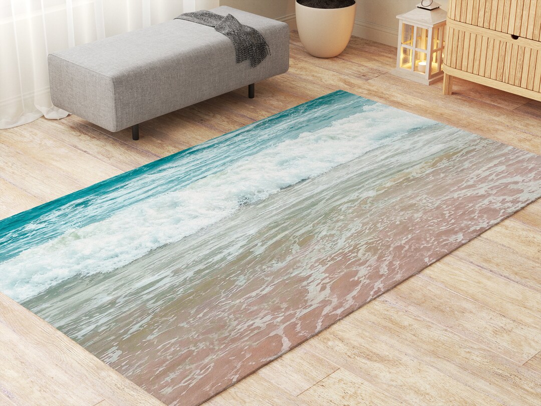 Coastal Pink Beach Rugs for Living Room Housewarming Gift for Surfer ...