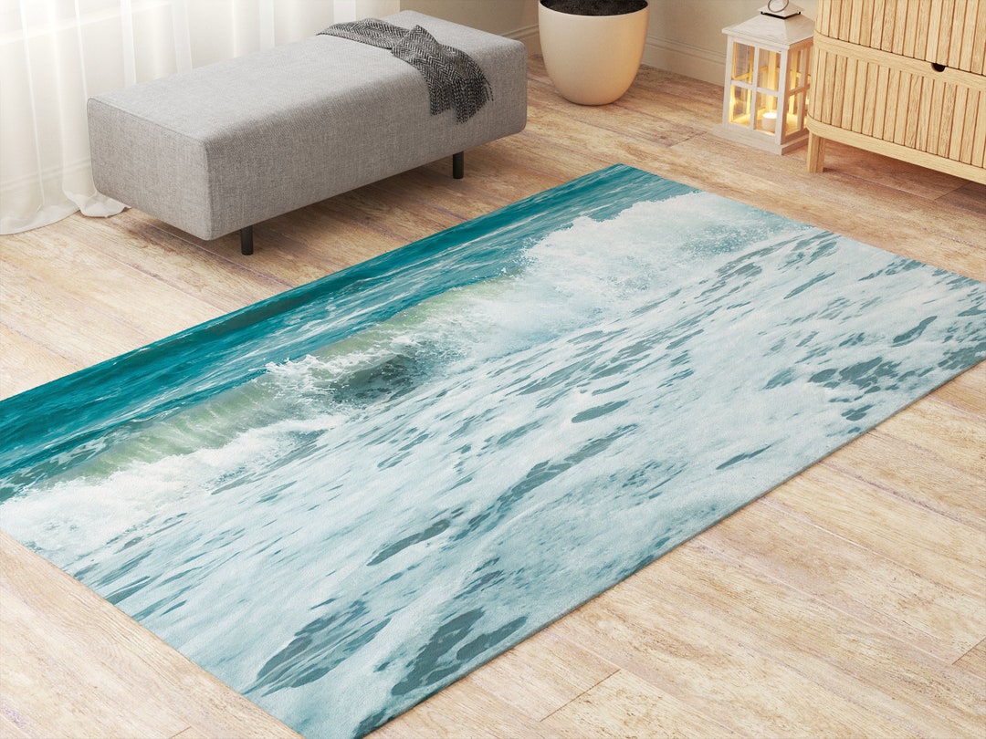 Coastal Beach Rugs Housewarming Gift for Surfer Ocean Landscape ...
