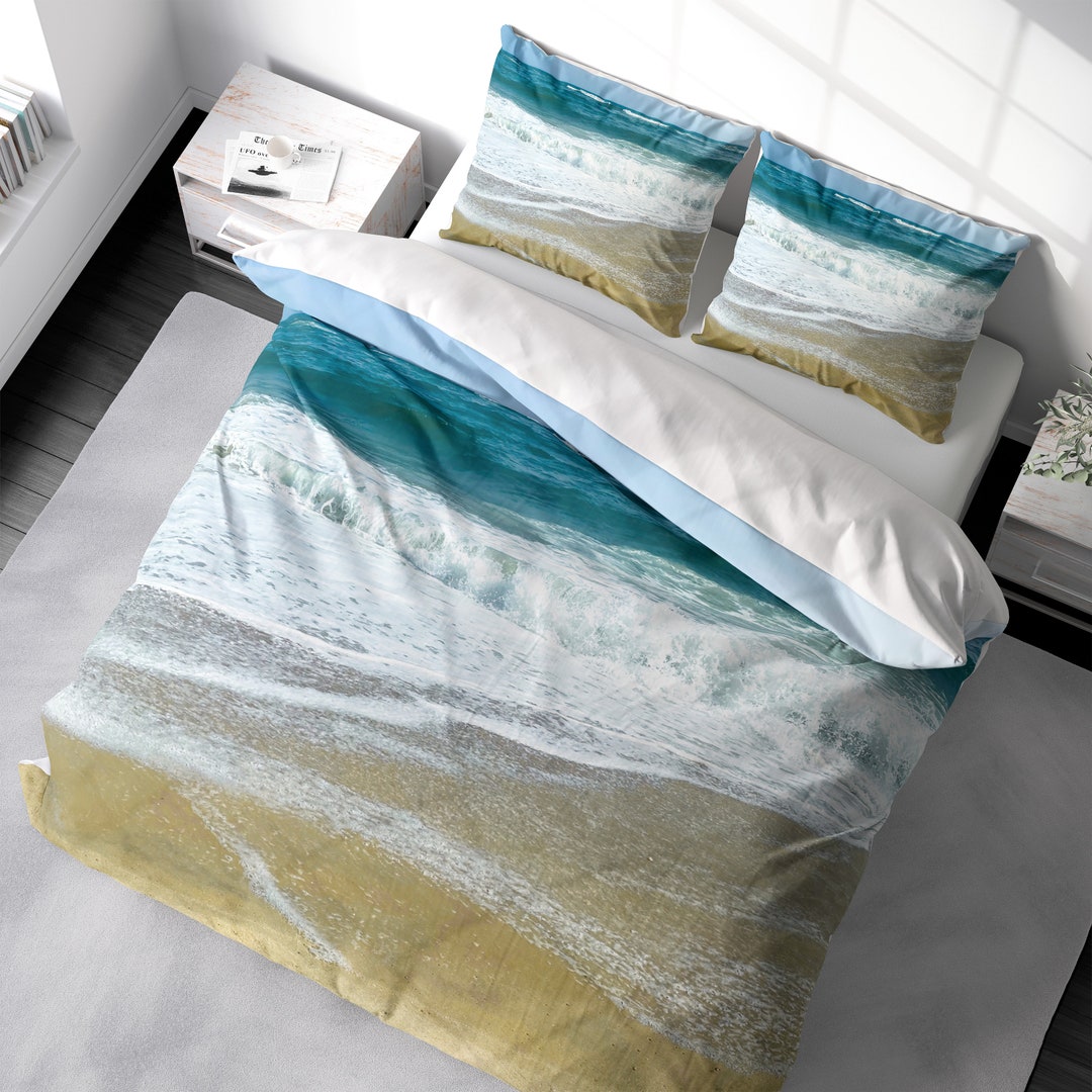 Coastal Beach Duvet Cover Set Ocean Landscape Seascape Bedding, Ocean ...