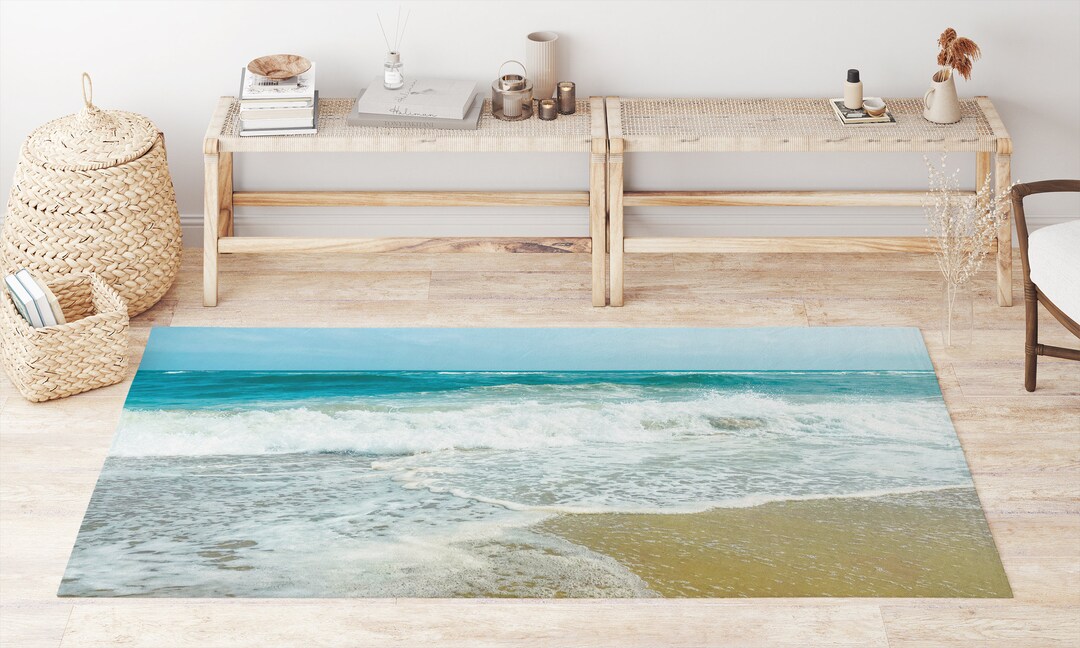 Coastal Beach Rugs for Living Room Housewarming Gift for Surfer Ocean ...