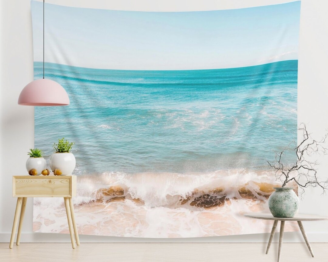 Coastal Beach Tapestry Ocean Landscape Seascape Indoor Wall Tapestry ...