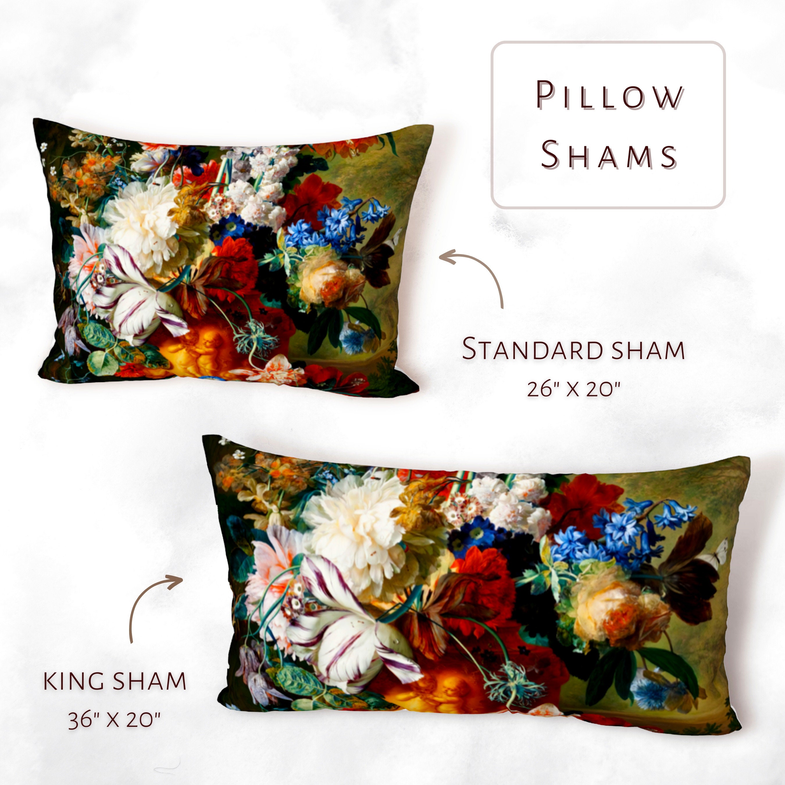 Painterly Dark Flower Duvet Cover Cottagecore Farmhouse Luxury Bedding ...