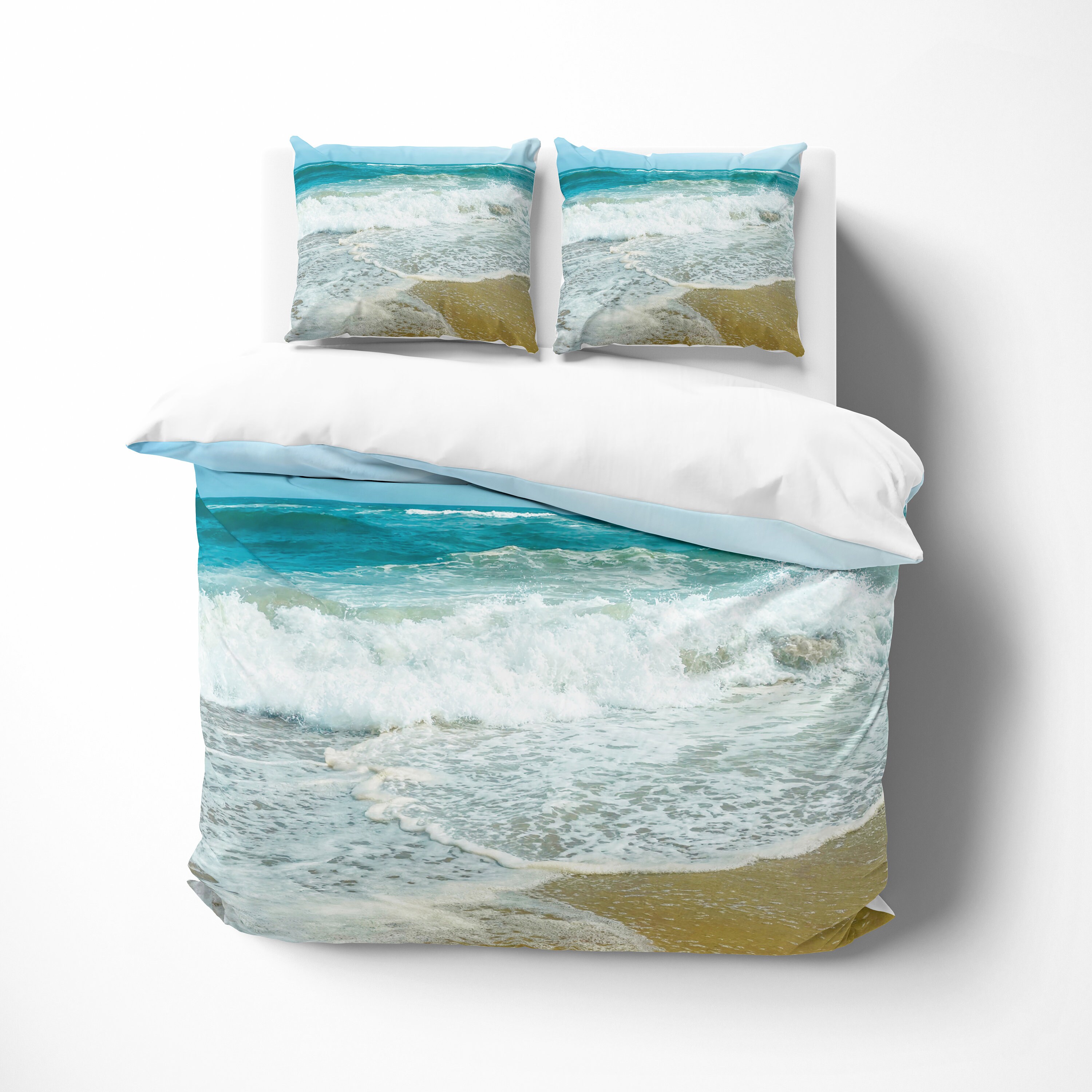 Coastal Beach Duvet Cover Set Ocean Landscape Seascape Bedding, Ocean ...