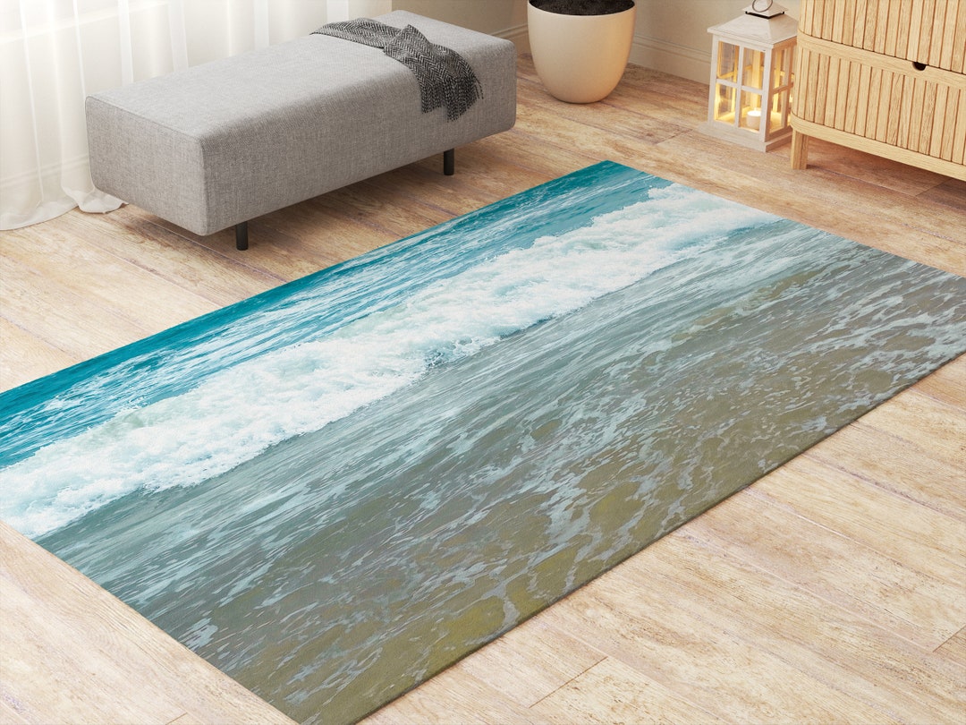 Coastal Beach Rugs for Living Room Housewarming Gift for Surfer Ocean ...