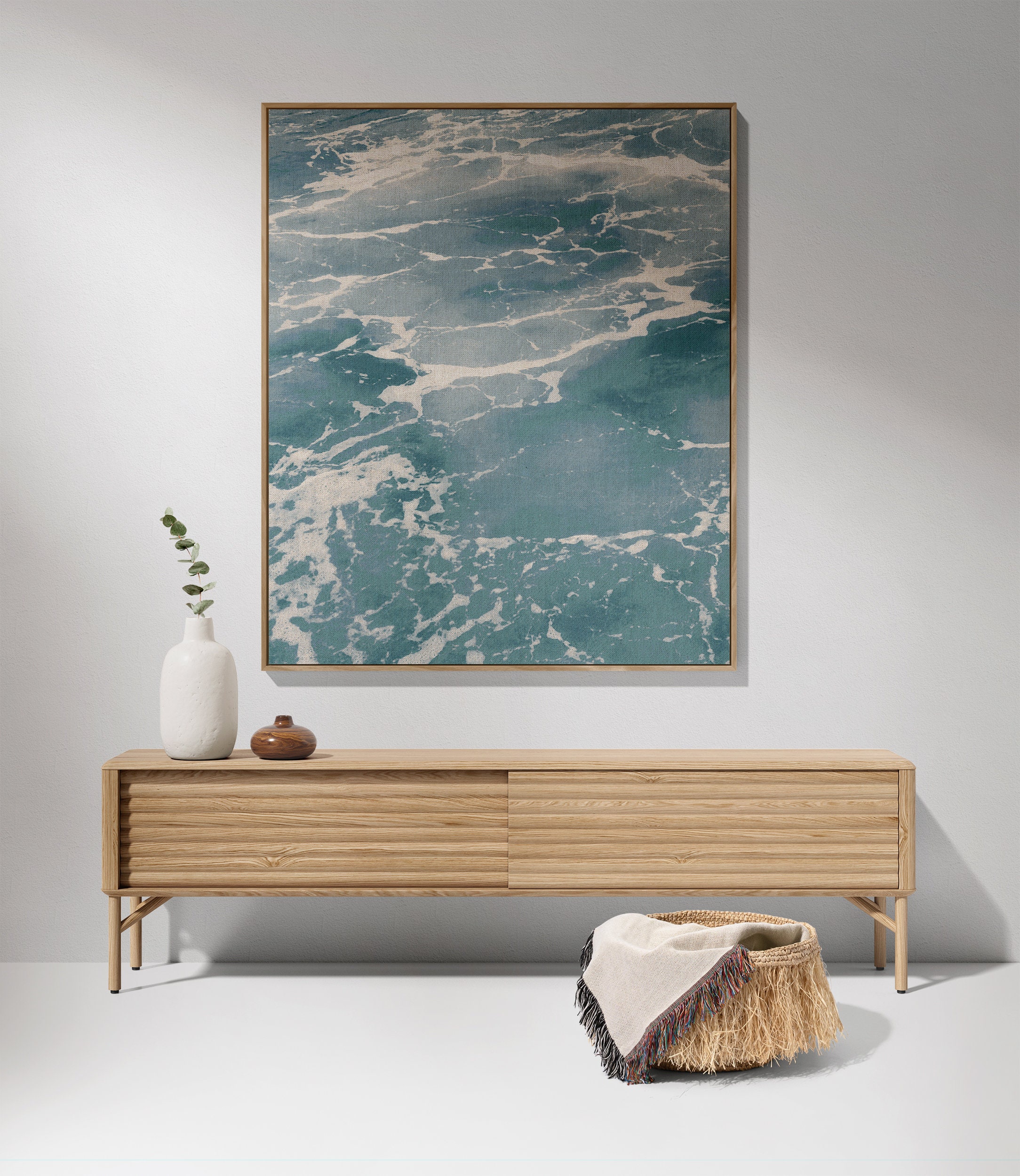 Coastal Woven Blanket Beach Water Texture 100% Cotton With Fringe ...