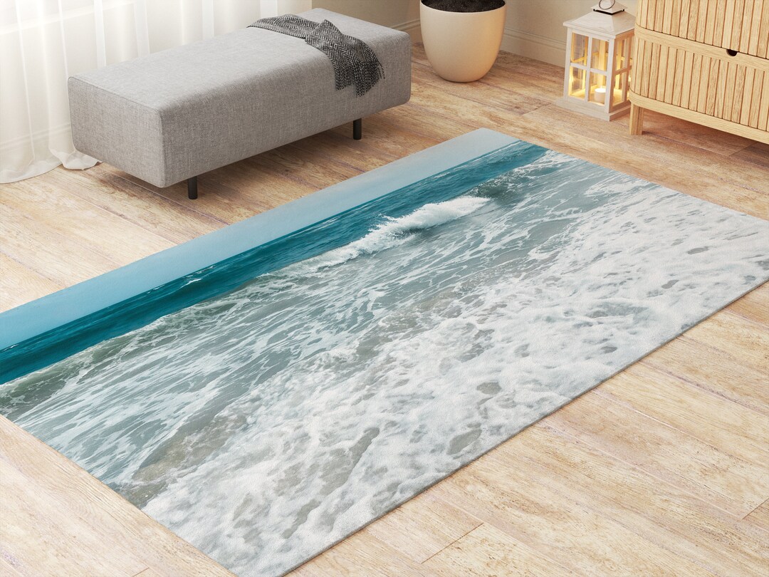 Coastal Beach Rugs for Living Room Housewarming Gift for Surfer Ocean ...