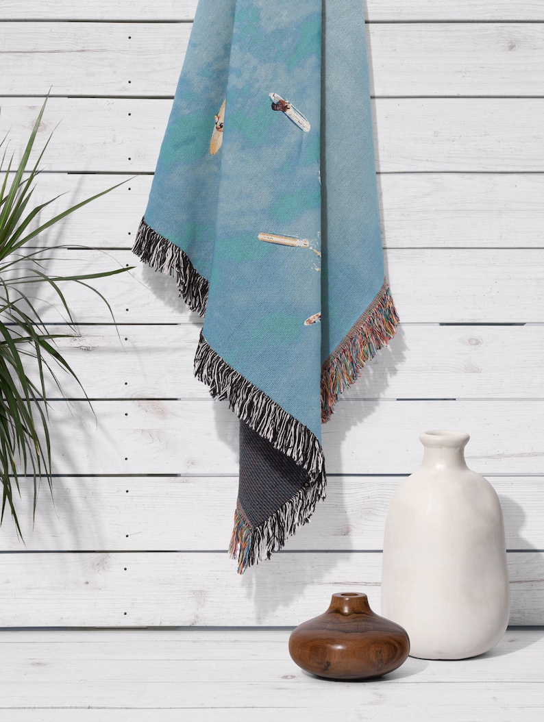 Surfing Beach Woven Blanket Hawaii Beach House Gift for Surfer - Etsy