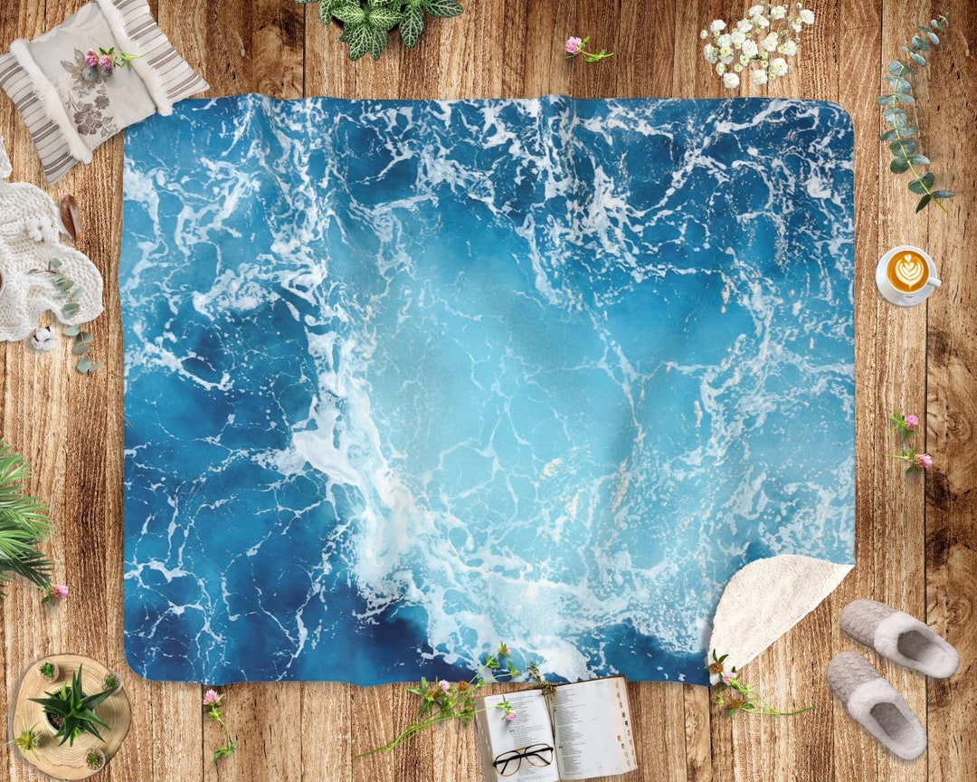 Nautical Blanket Ocean Water Texture Sherpa Fleece Blanket Beach Throw ...