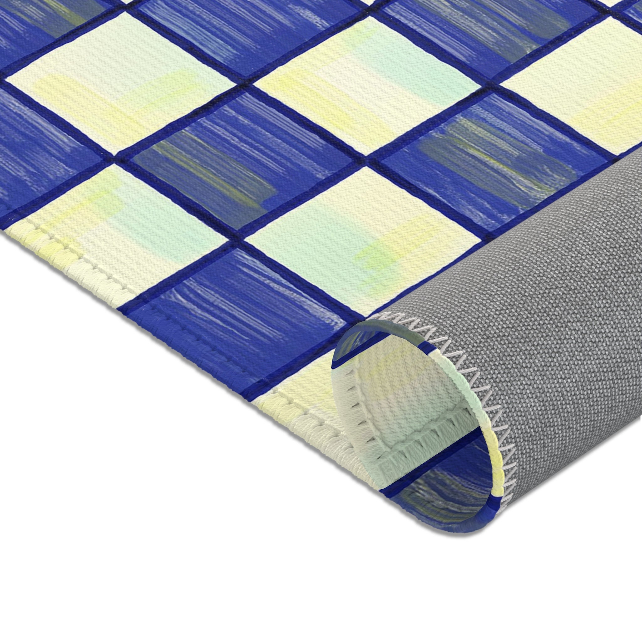 Retro Checkered Rugs Royal Blue Living Room Bedroom Rug. Retro 70's ...