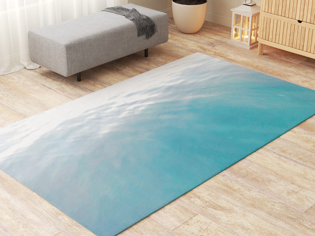 Coastal Beach Rug Gradient Blue Beach Rugs Ocean Living Room Bedroom ...