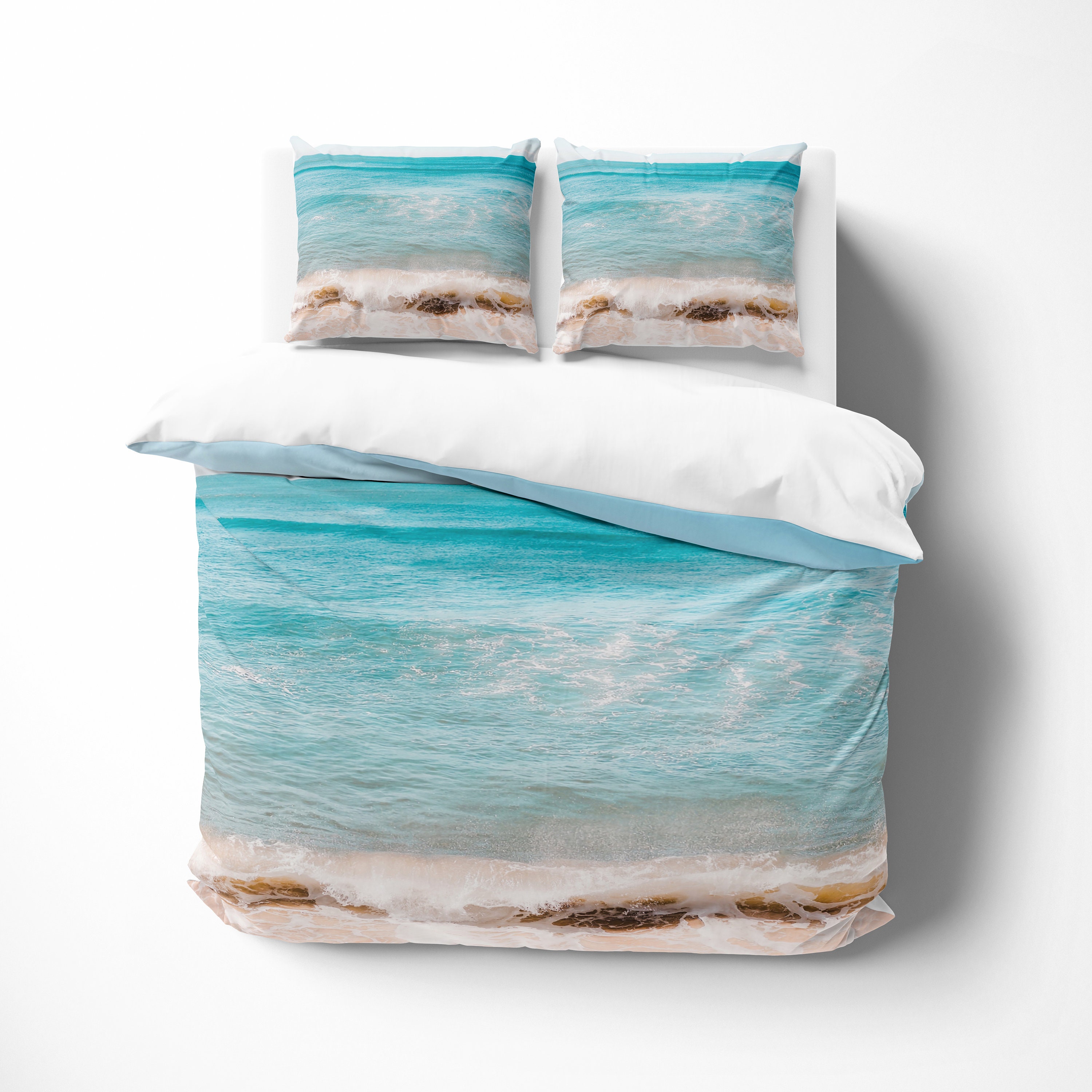 Coastal Beach Duvet Cover Set Ocean Landscape Seascape Bedding, Ocean ...