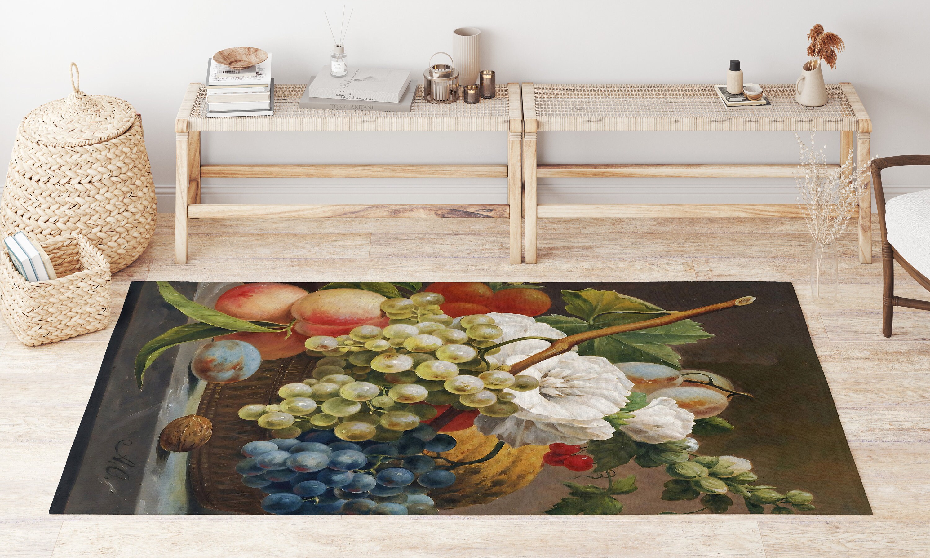 Cottagecore Rug Painterly Fruit Oil Painting Rug Farmhouse Rustic ...