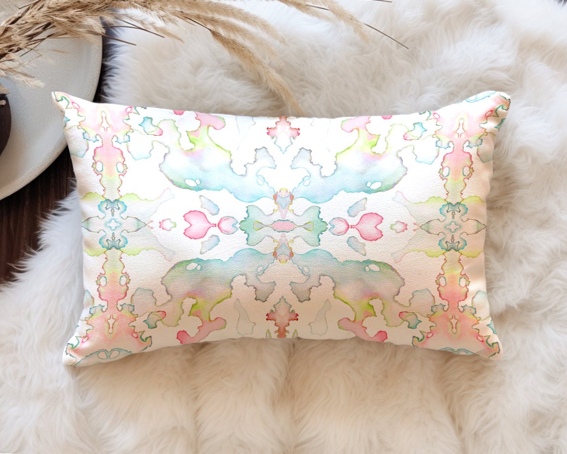 Pastel Accent Pillow Light Symmetrical Abstract Watercolor Decorative ...