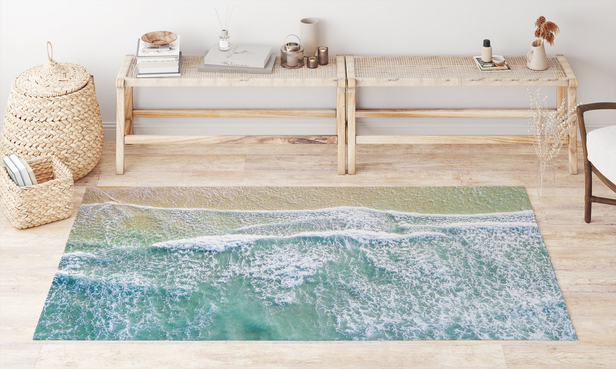 Coastal Beach Rugs Housewarming Gift for Surfer Ocean Coastal Living ...