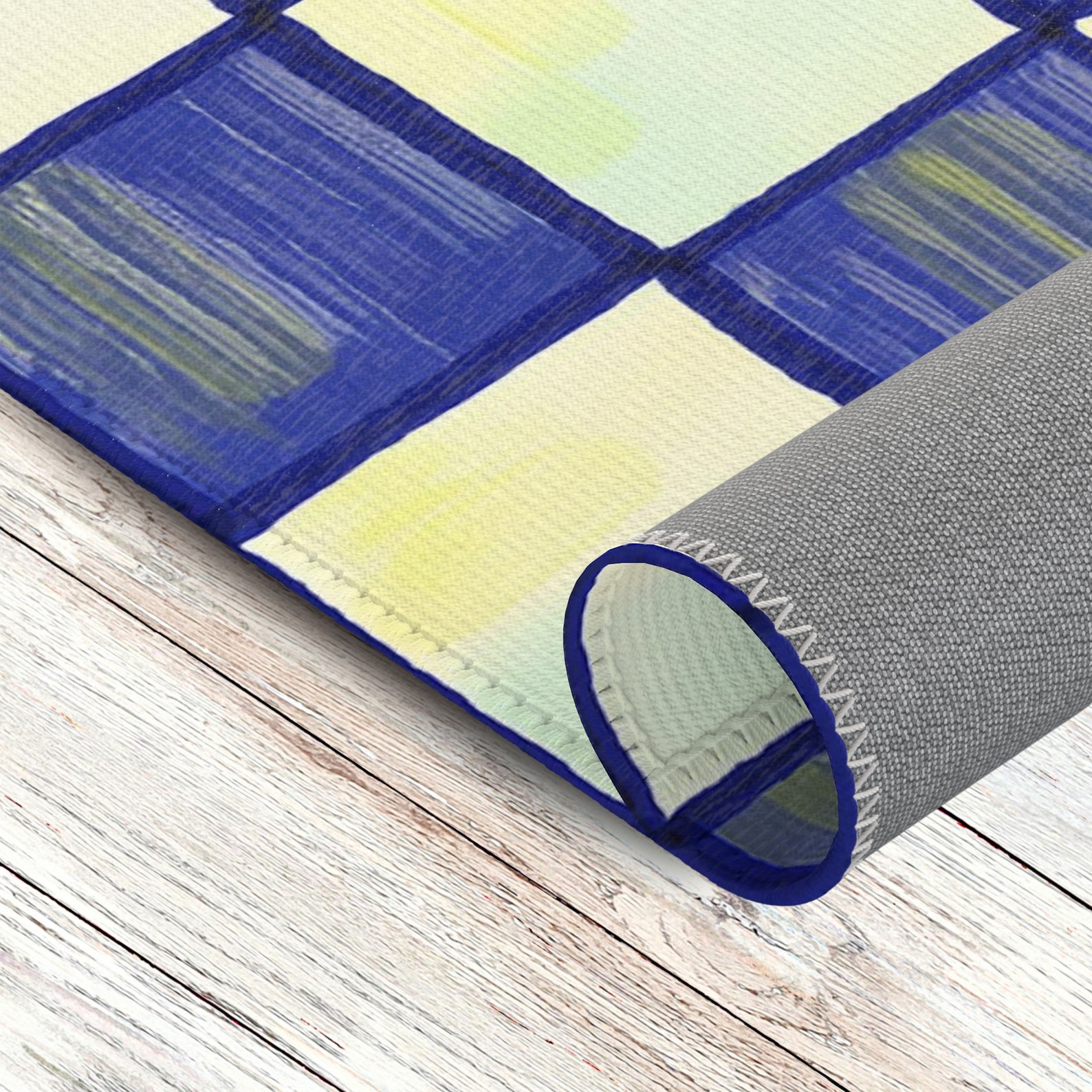 Retro Checkered Rugs Royal Blue Living Room Bedroom Rug. Retro 70's ...