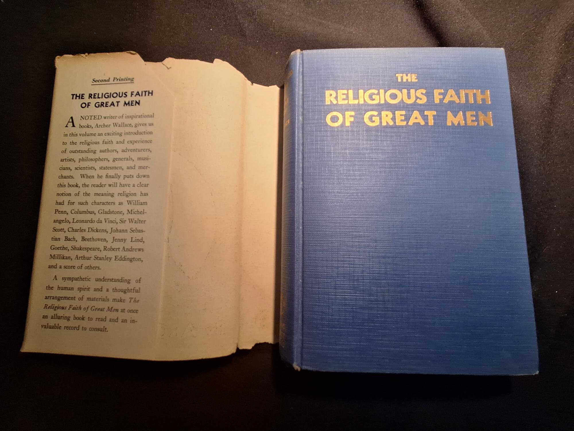 Vintage Copy: "the Religious Faith of Great Men" by Archer Wallace, HC ...