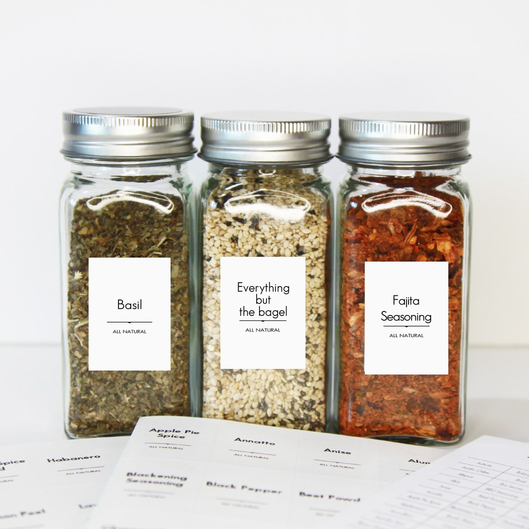 Modern Minimalist Printed Spice Labels, Kitchen Herb Organization ...