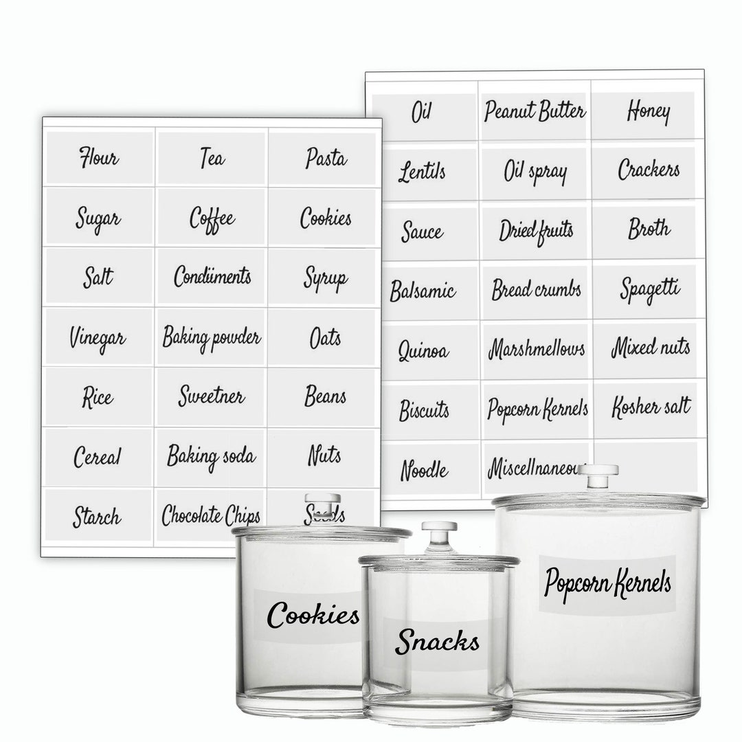 Pantry Organization Food Labels, Farmhouse Waterproof Clear Kitchen ...