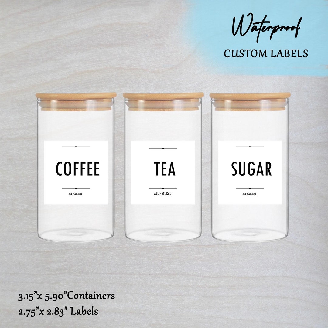 Minimalist Tea Coffee Sugar Labels, Kitchen Storage Container Label Set ...