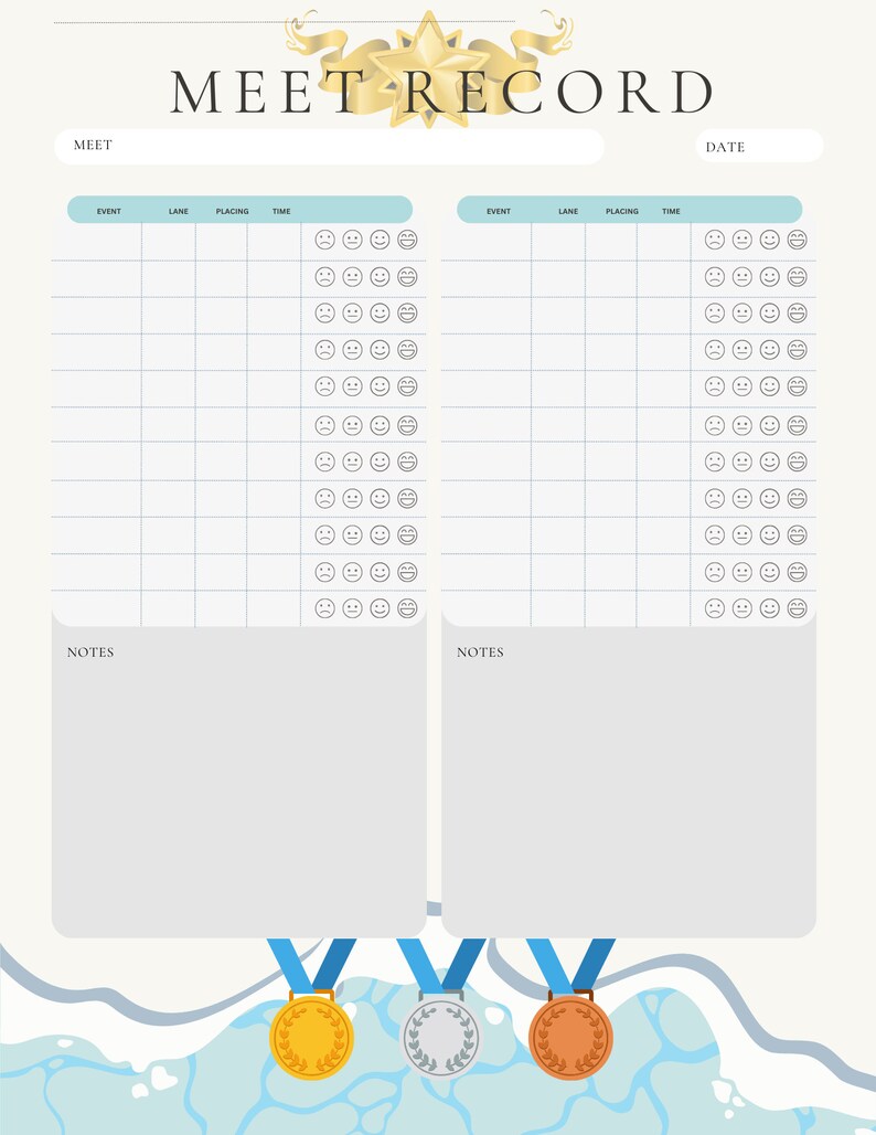 Digital Prints Swim Journal Template - Etsy