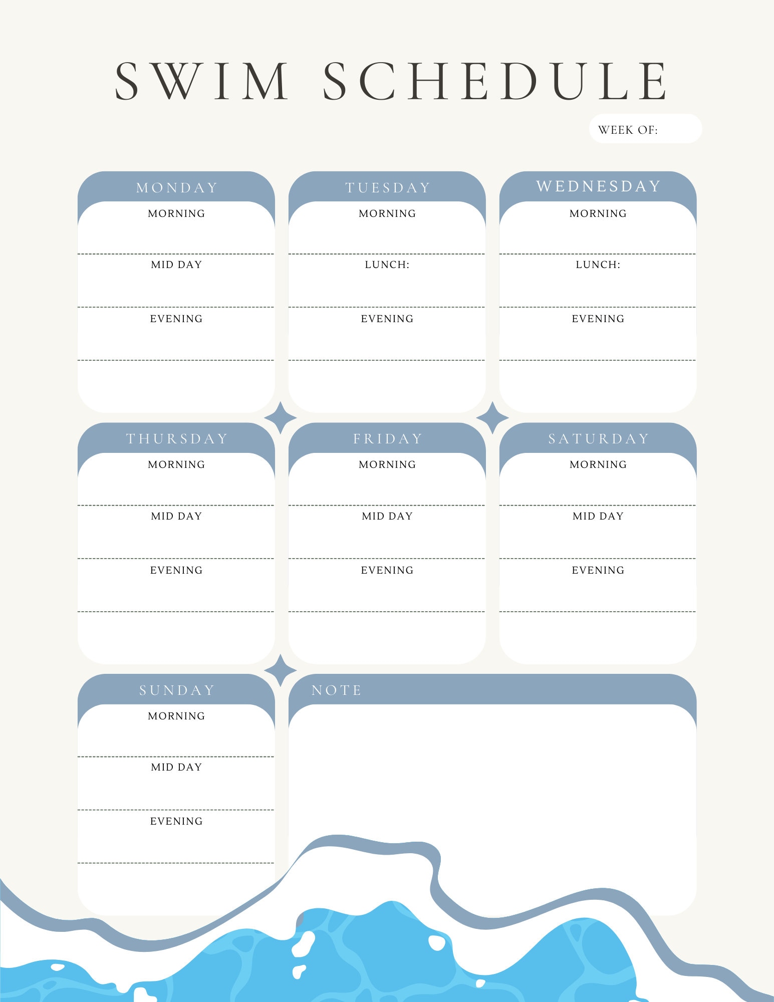 Digital Prints Swim Journal Template - Etsy