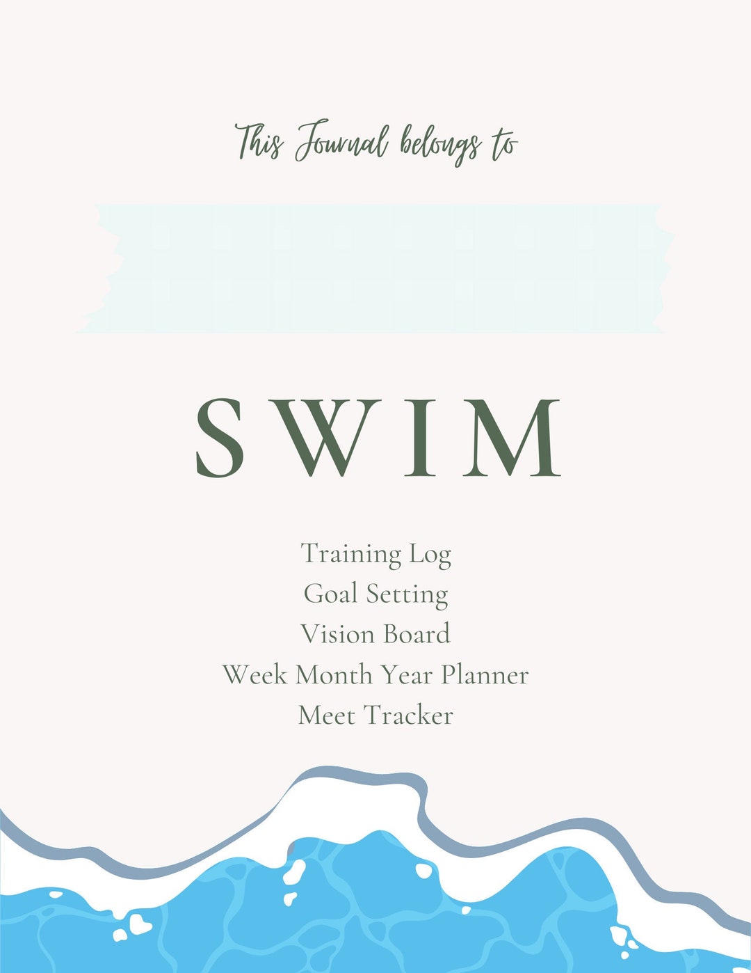 Digital Prints Swim Journal Template - Etsy