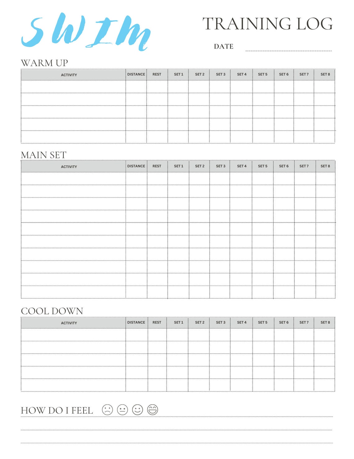Digital Prints Swim Journal Template - Etsy