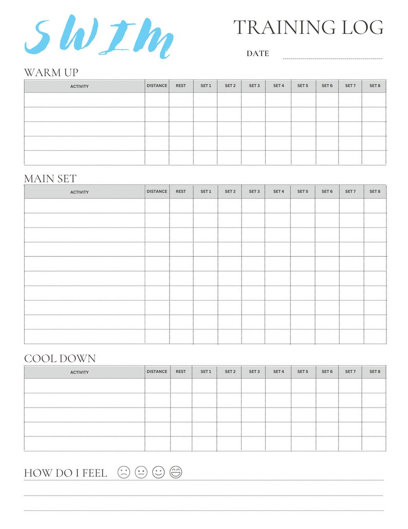 Digital Prints Swim Journal Template - Etsy