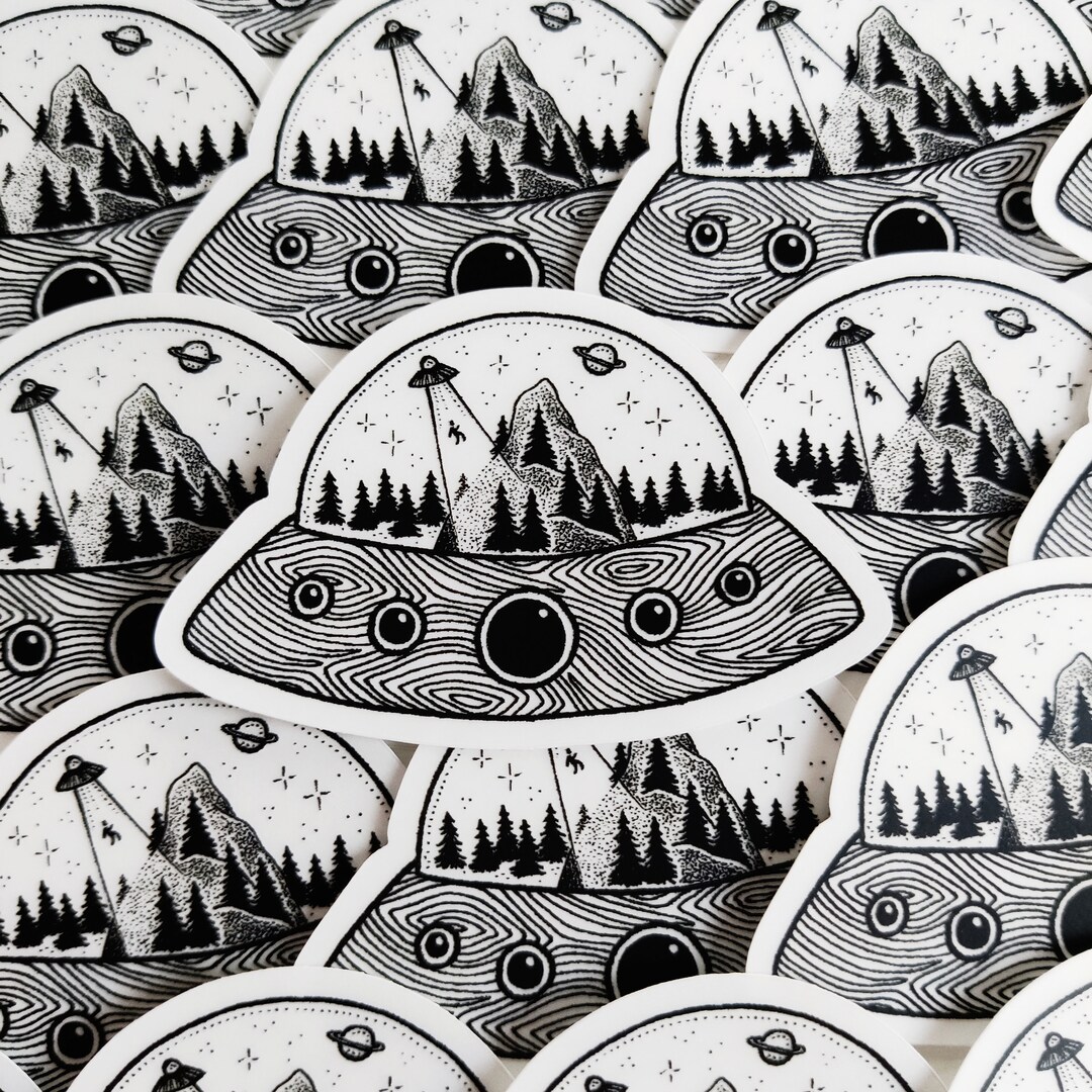 Transparent UFO Sticker Alien - Etsy