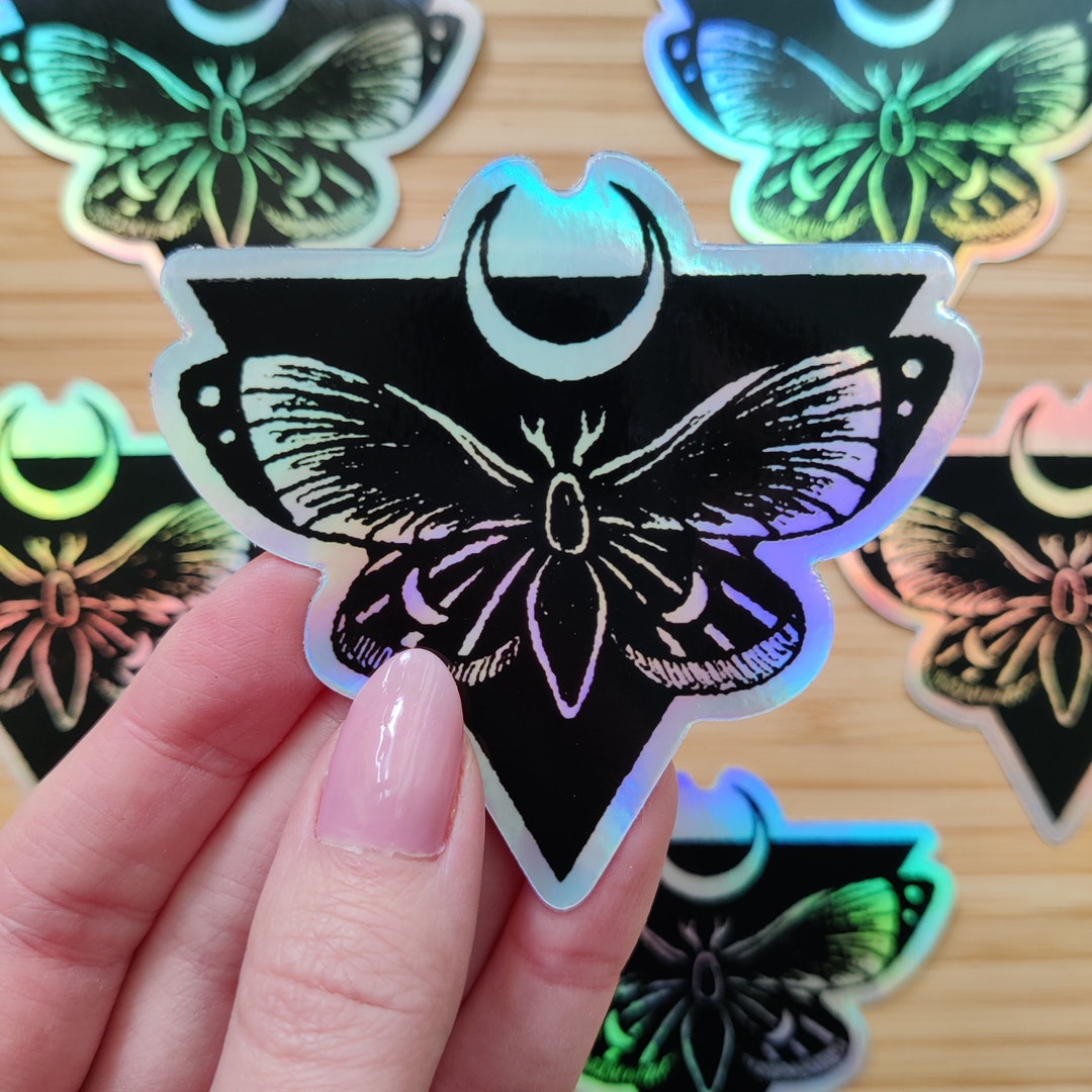 Holographic Moon Moth Sticker - Etsy