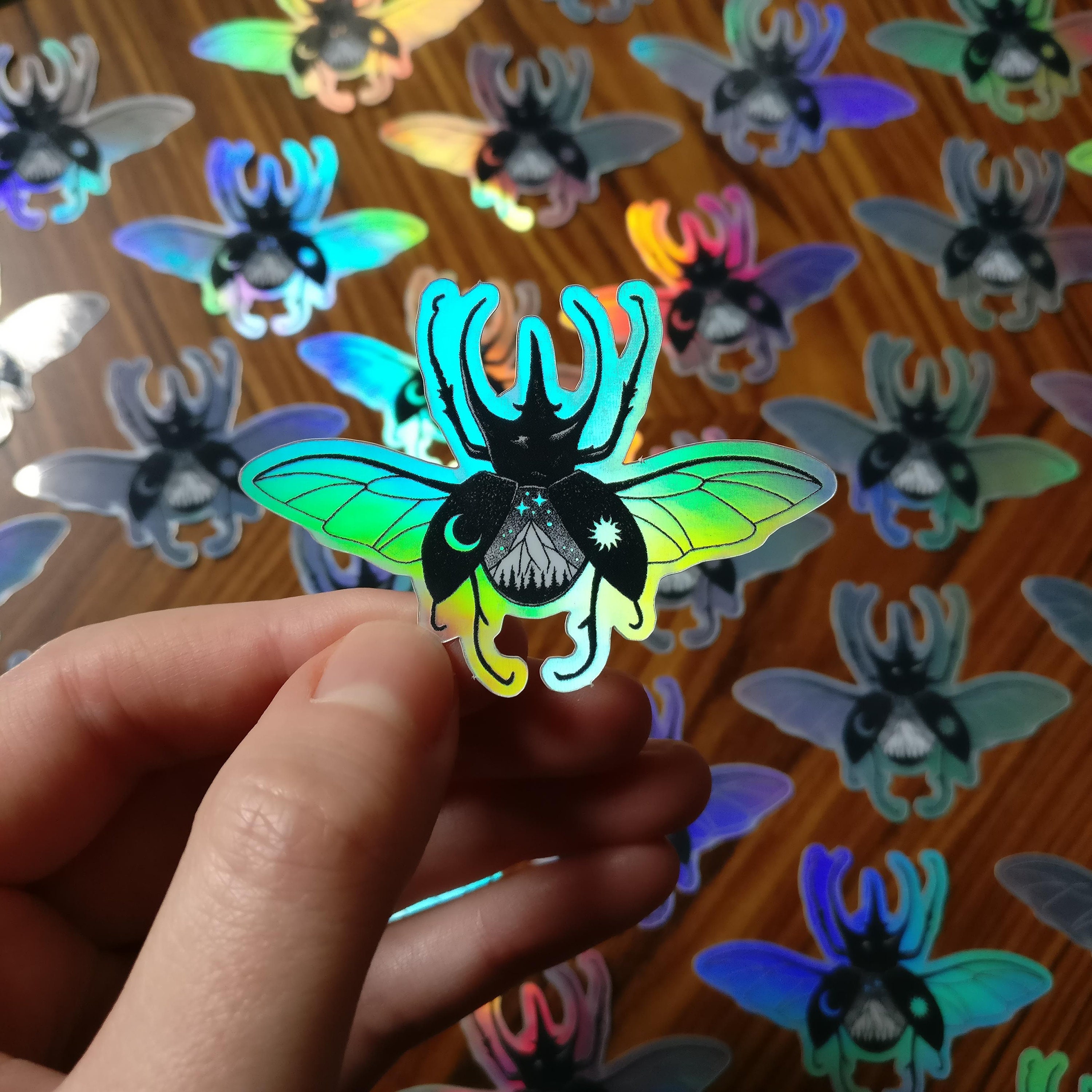Mini Sticker Sun and Moon Beetle Bug Aufkleber Holographic | Etsy