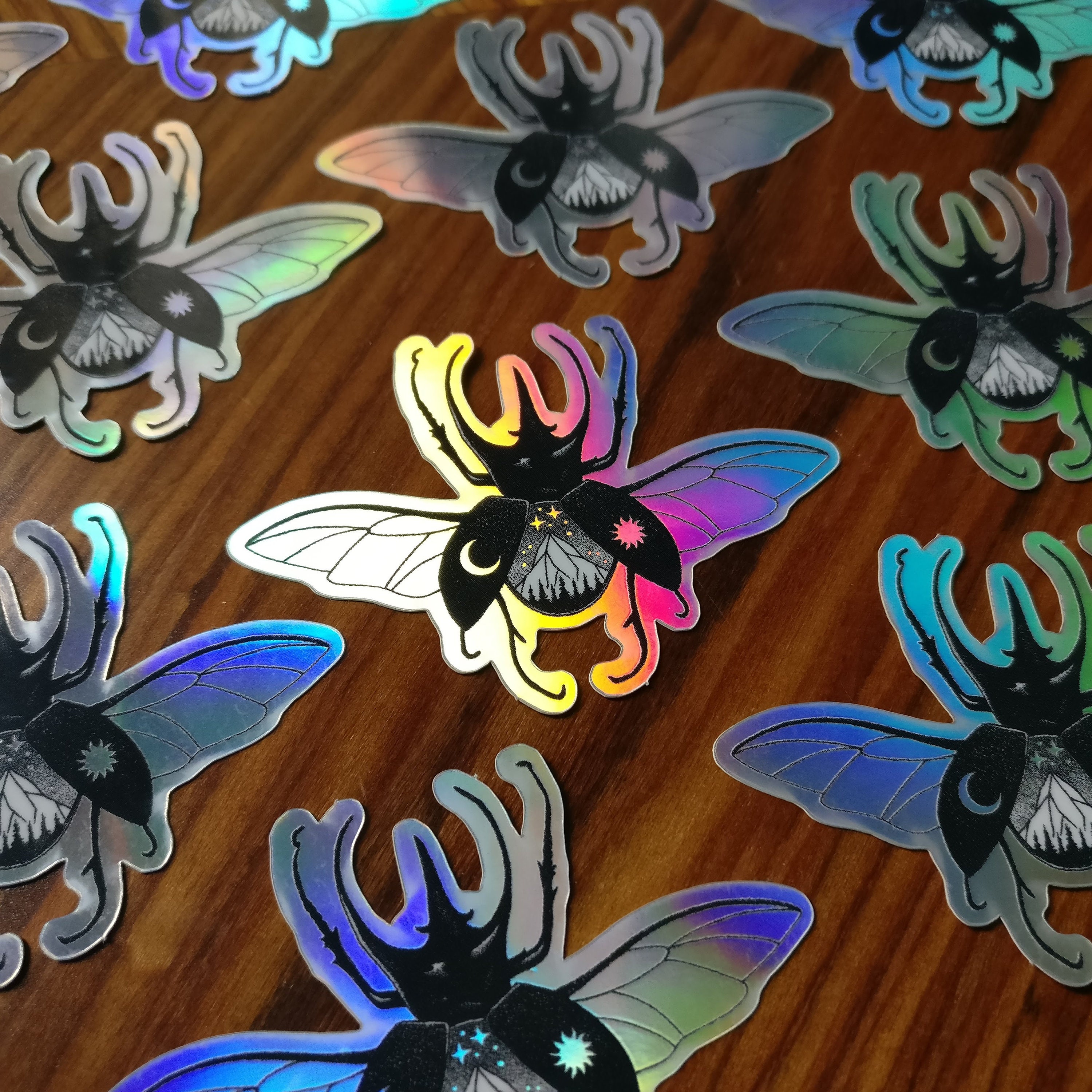 Mini Sticker Sun and Moon Beetle Bug Aufkleber Holographic | Etsy