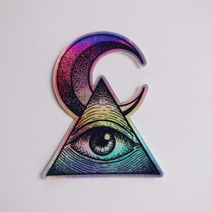 Holographic Eye & Moon Sticker - Etsy