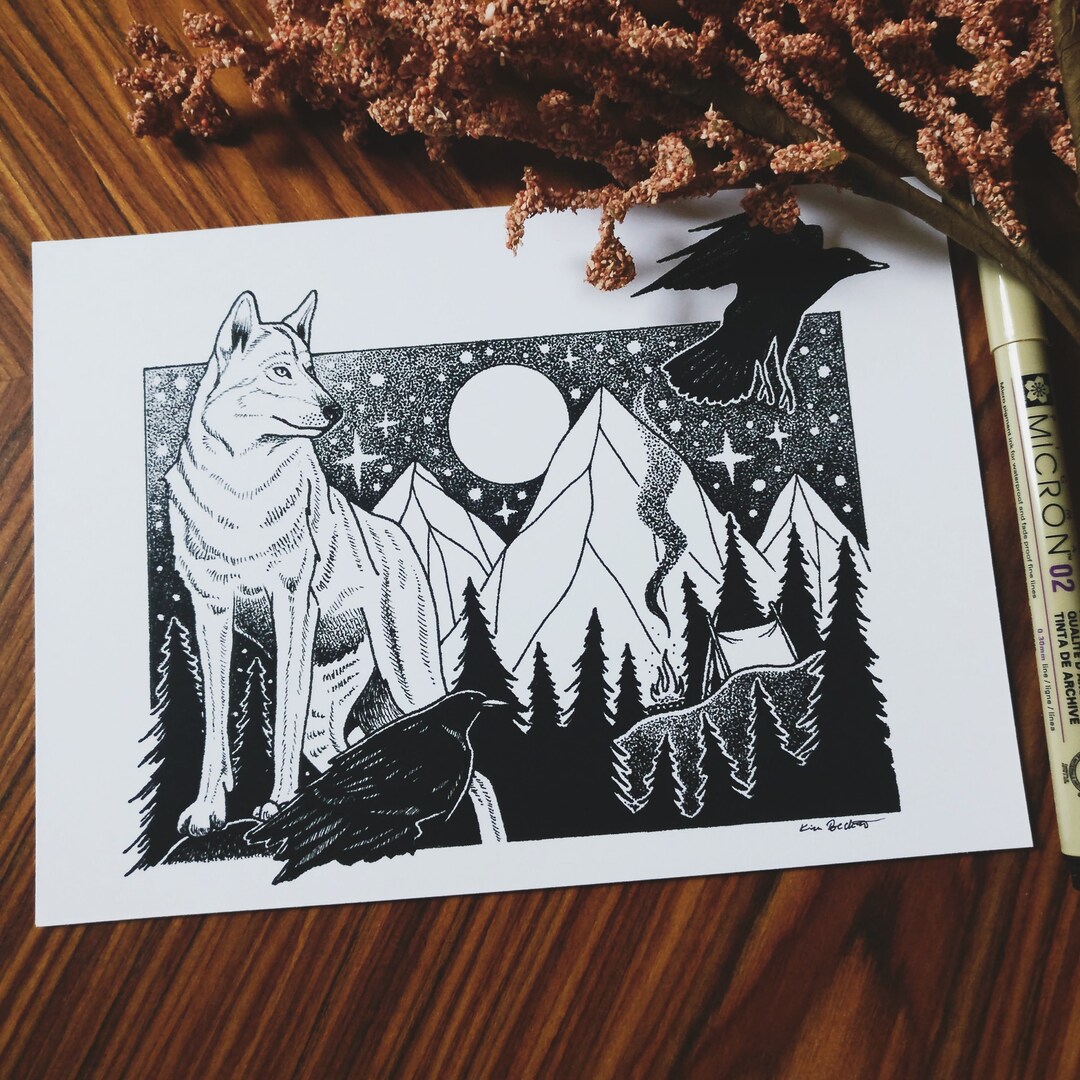Signed WOLF AND CROWS Print - Etsy