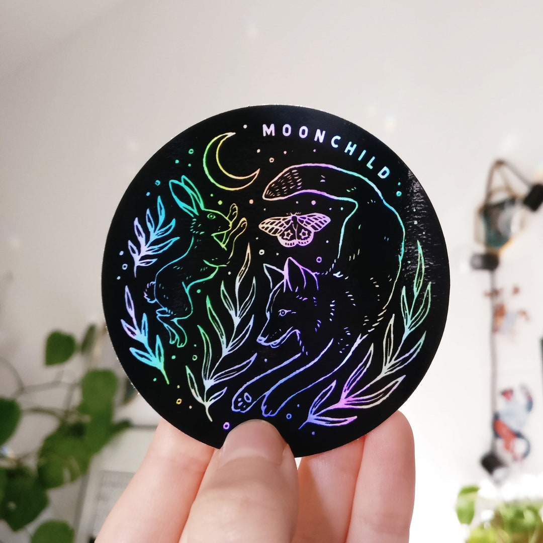 Holographic MOONCHILD Sticker - Etsy