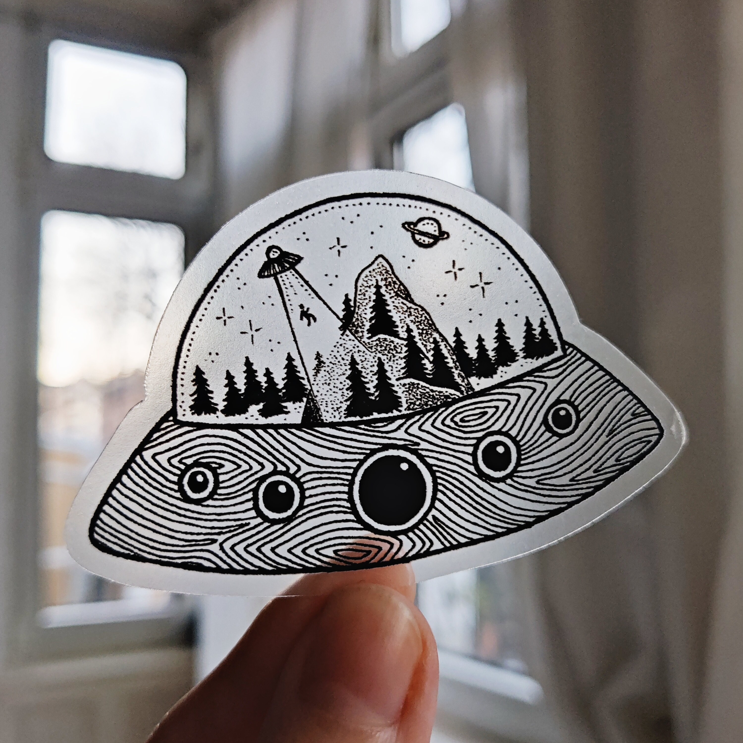 Transparent UFO Sticker Alien - Etsy
