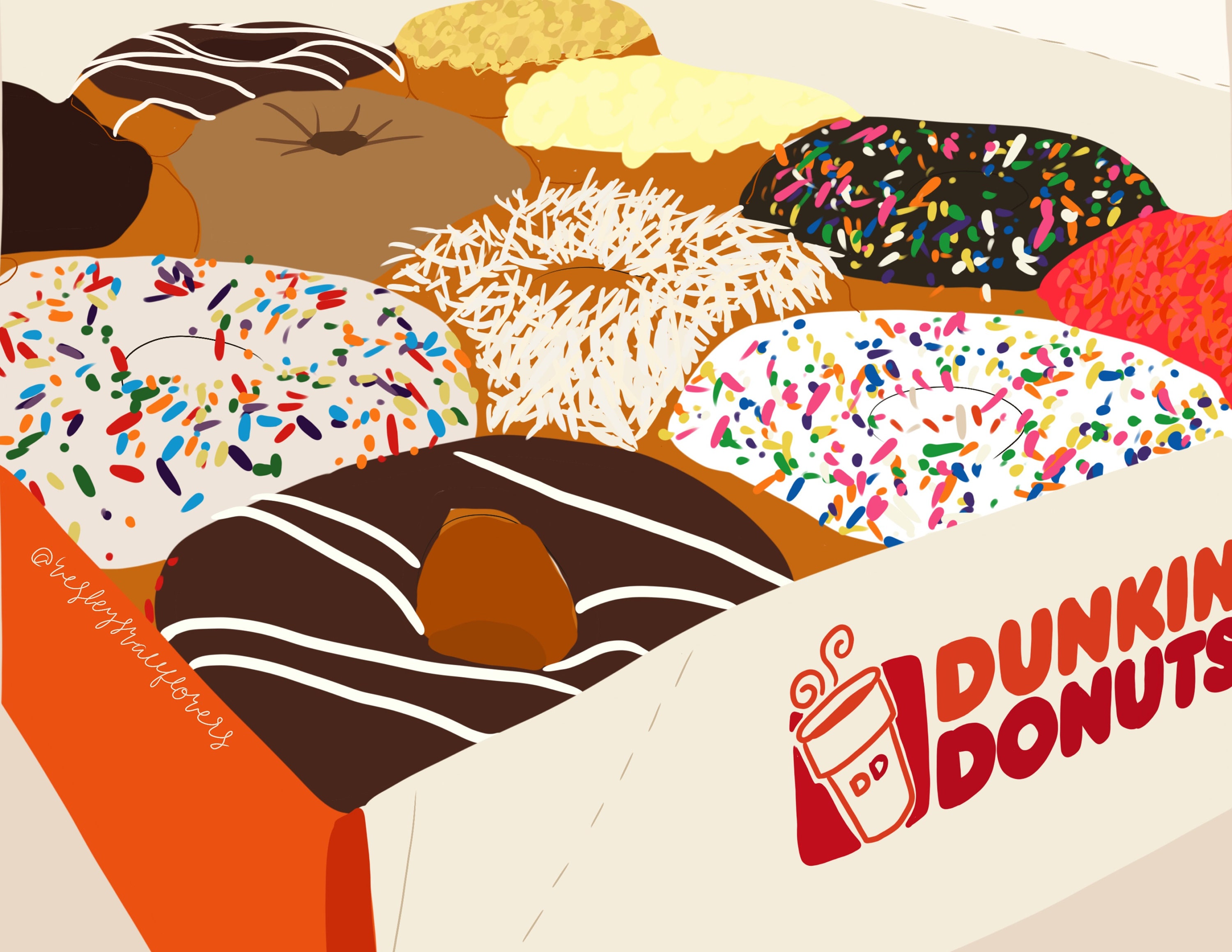 Dunkin Donuts Coffee Shop Donut Art Print Digital Download | Etsy