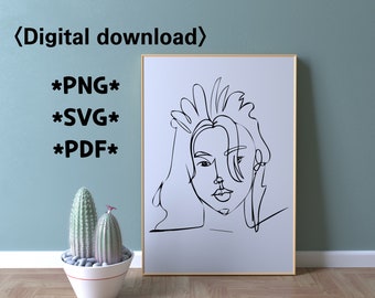 Svg, Svg Files for Cricut, Face Svg, Line Art Women, Line Drawing, Face ...