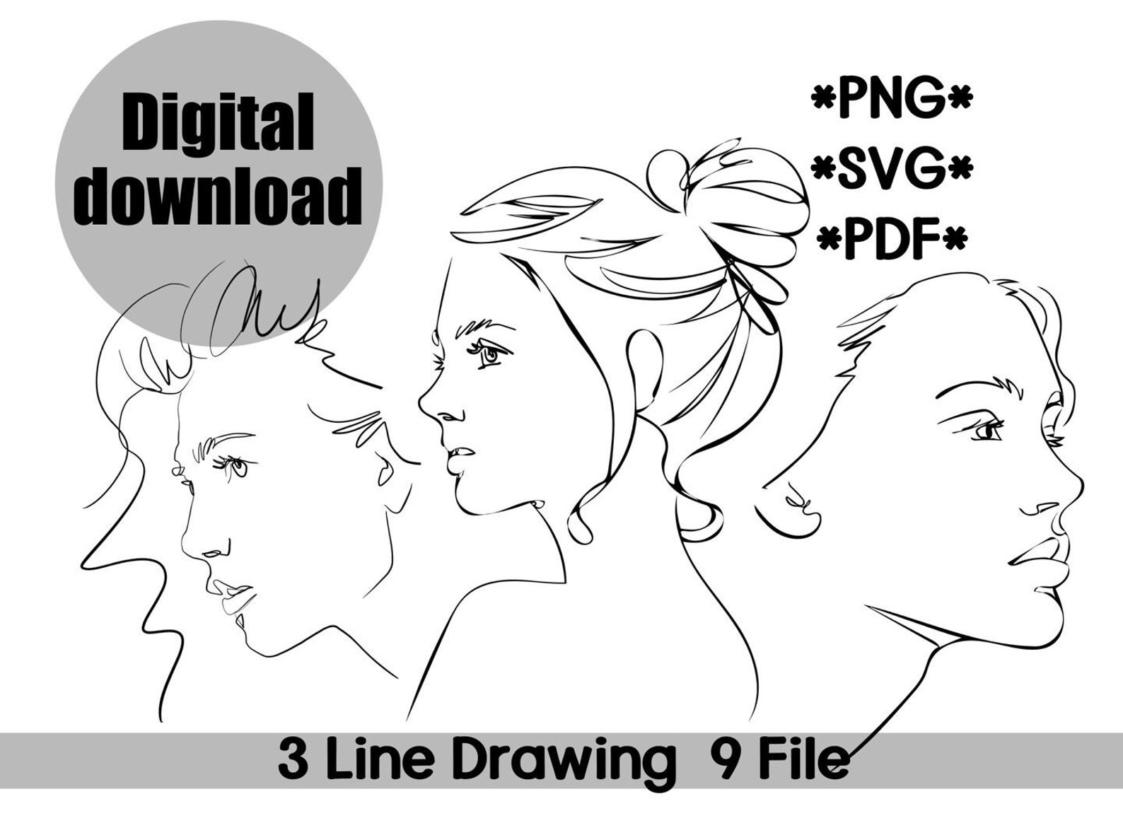 Svg Svg Files for Cricut Face Svg Line Art Women Line - Etsy