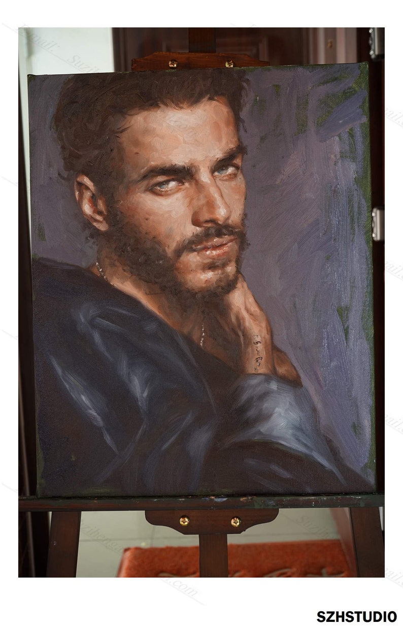 Original Oil Painting Handsome Young Man Portrait - Etsy